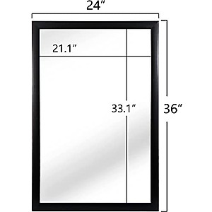Oteymart Rectangular Wall Mirror 24" x 36" for Bathroom, Bedroom, Entryway, Living Room, Vanity, Black