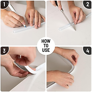 118 Inch Collapsible Shower Threshold Water Dam Adhesive Silicone 0.47 High Shower Dam Water Stopper Barrier For Bathroom Kitchen Splash Guard Edge Trim Strip For Dry and Wet Separation (White)