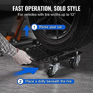 HPDMC 6000lbs Capacity Tire Dolly Wheel Dolly Car Tire Stakes丨4 Pack丨Black