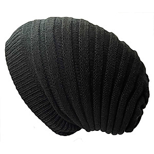 Black Slouchy Beanie for Locs Dreadlocks and Natural Hair Styles Rasta Tam Beanie