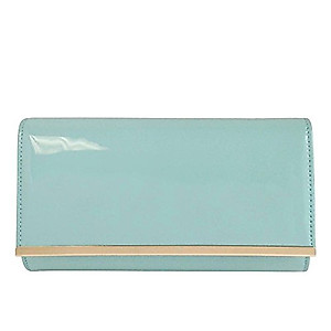 JNB Faux Patent Leather Glossy Candy Clutch, Mint