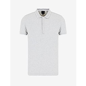 A|X ARMANI EXCHANGE Men's Logo Zip Jersey Polo, Heather Grey B09b, X-Large