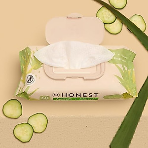 The Honest Company Hydrate + Cleanse Naturally Scented Wipes | Cleansing Multi-Tasking Wipes | 99% Water, Plant-Based, Hypoallergenic | Aloe + Cucumber, 240 Count