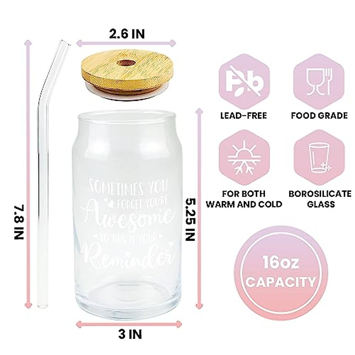 Gifts for Friends Female - Friendship Gifts for Women Friends, Birthday Gifts for Women Friendship - Gifts for Best Friend, Bestie Friends, Coworker, Boss Lady - Inspirational Gifts - 16 Oz Can Glass