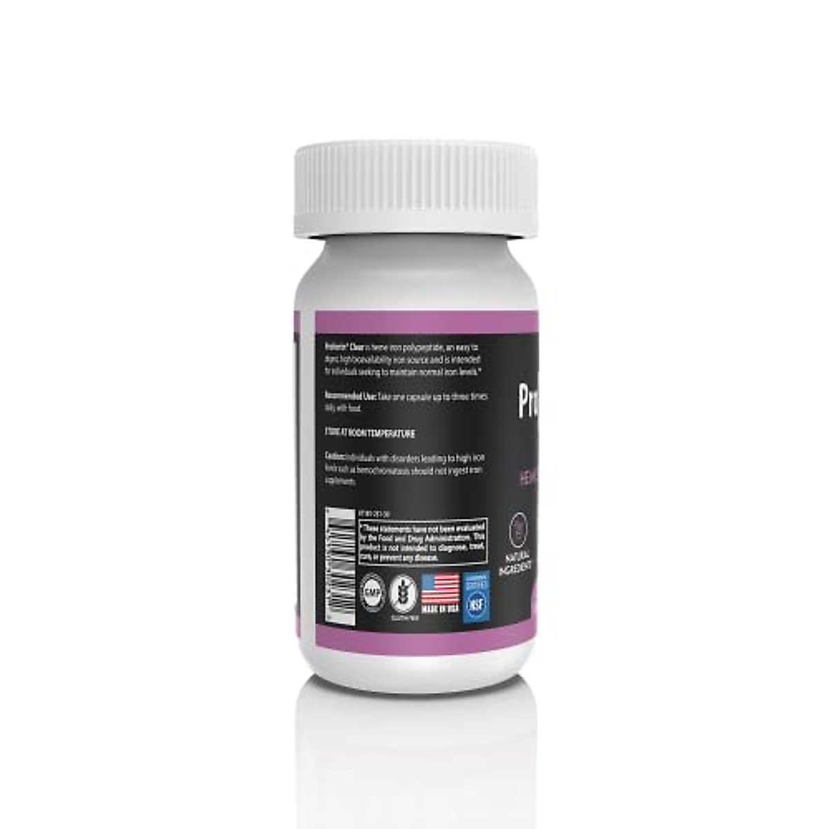 Proferrin Clear 30ct | US Made heme Iron for high Absorption, Easy on GI Tract | Natural, NSF Certified, dye Free