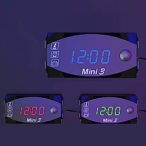 GoolRC Motorcycle DC 6V-30V 3 in 1 Digital Time Clock + Thermometer +Voltage Voltmeter IP67 Waterproof Tester Battery Moniter Gauge for Car Boat Marine