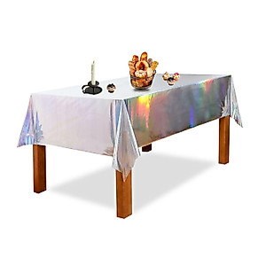 GOQAGA 8 Pack Rainbow Plastic Tablecloth Colorful Rectangle Birthday Party Woman Bride Wedding Birthday Table Cloth Christmas Decorations Disposable Laser 54" x108"