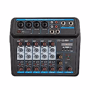 Xuthusman 6 Channel USB Professional Live Studio Audio Mixer Power Mixing Contrl Phantom Bluetooth DJ Mic Audio Mixer LED Digital Display Music Stream(6 Channel)