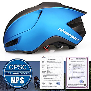 Shinmax Adult Bike Helmet,Bicycle Helmet with Removable Magnetic Goggles & USB Rechargeable Light Specialized Road Mountain Bike Helmet Adjustable Size Ultralight Cycling Helmet Men Women SM-T88