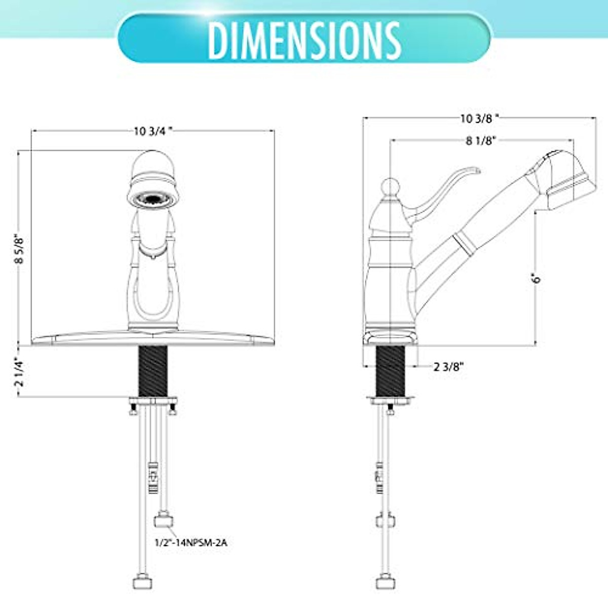 Aqua Vista 23-K81CO-BN-AV Singe Lever Kitchen Sink Faucet, Pull-Out Brushed Nickel