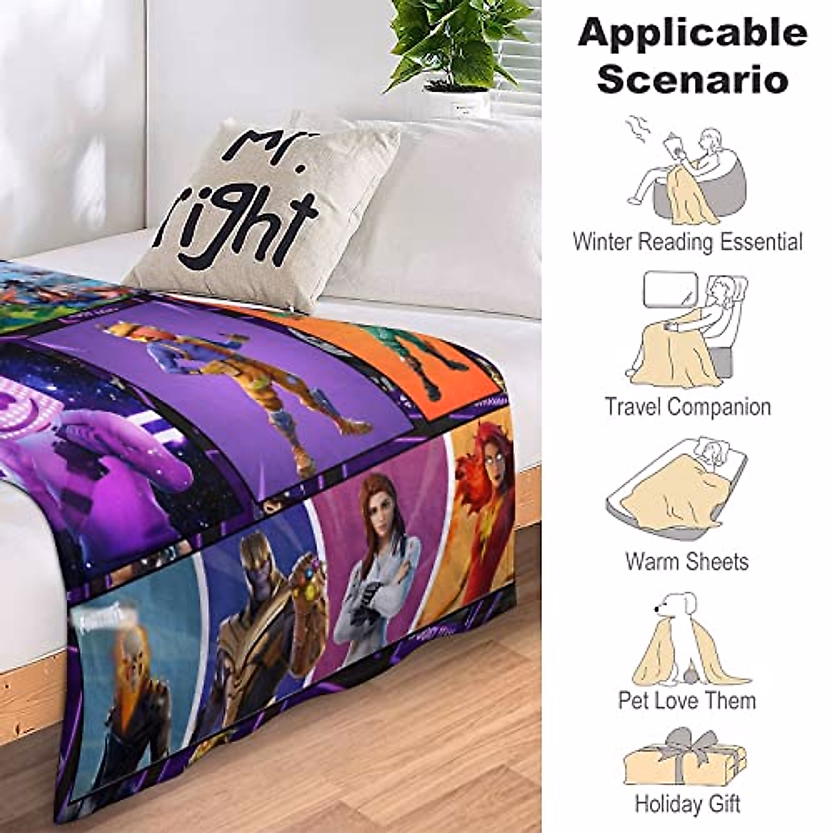 uvsgucm Game Battle Royale Anime Blanket,Shooting Game Anime Throw Blanket.49 * 39-BL-2