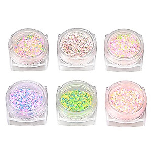 YLSZHY 6 Colors Nail Art Glitter Wool Powder,Nail Powder Set,DIY Nail Art Pigment Powder Glitter Dust Kit for for Nail DIY Crafts Tips Decoration