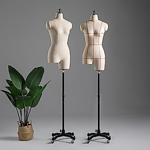 Female Mannequin Dress Body Form, Adjustable Height 183-227cm & Movable Universal Wheel Manikin Body, Straight or Angled Pins Available, Mannequin Torso for Sewing Clothing Jewelry Display