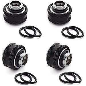 SDTC Tech 4-Pack G1/4" to 10mm x 14mm (IDxOD) Rigid Tubing Compression Fitting for PC Water Cooling System Metal & PETG Tube