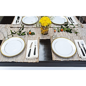 Chardin home | Natural Jute Placemats Set of 4 | 13x19 Inch. Rustic Farmhouse Place mats | Table mats Colors - Natural Jute and Ivory