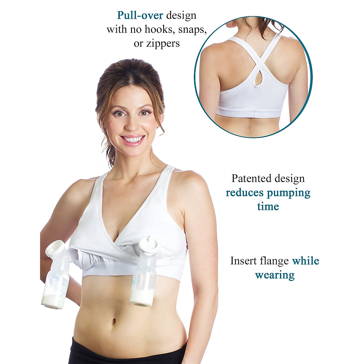 Rumina Racerback Hands Free Pump&Nurse Nursing Bra for Pumping. Perfect for Breastfeeding Pumps by Spectra, Medela, Lansinoh, etc., Black XL