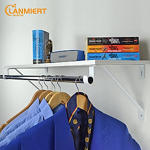 LANMIERT Heavy Duty Closet Rod Bracket, Adjustable Closet Shelf & Rod Brackets for 3/4" Wall Cleat, Adjustable for Rear Cleat Strip, closet rod support bracket Set of 4