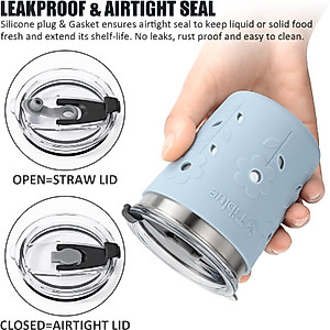 Tiblue Kids & Toddler Cups - 4 Pack 8oz Spill Proof Stainless Steel Tumblers with Leak Proof Lids, Silicone Straw with Stopper & Sleeve - BPA FREE Snack Smoothie Drinking Cup for Baby Girls Boys