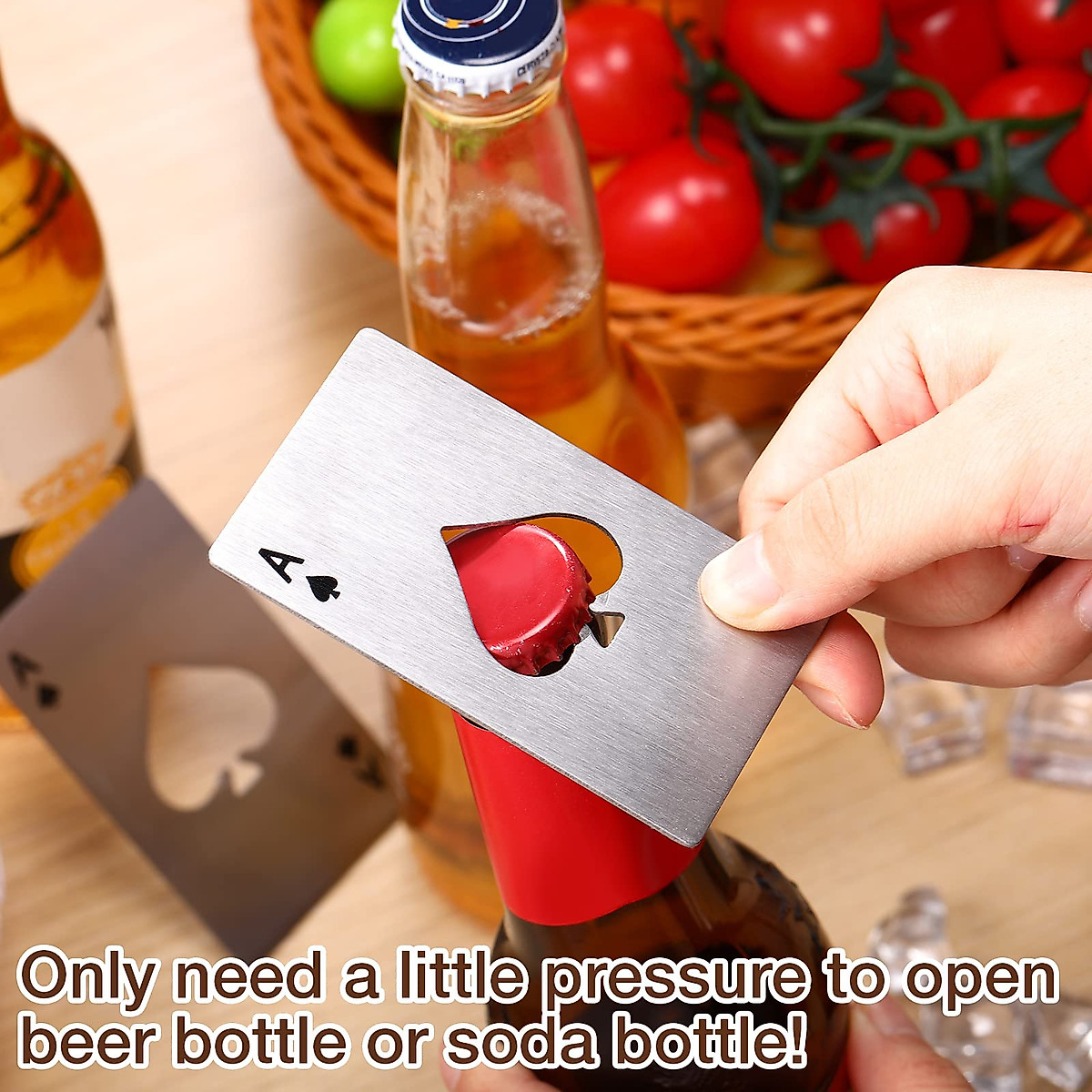 40 Pieces Groomsmen Bottle Opener Poker Bottle Cap Opener Card Bottle Opener Personalized Bottle Opener Stainless Steel Bottle Opener Beer Opener Cap for Wedding Party Bar Family Tools (Silver)