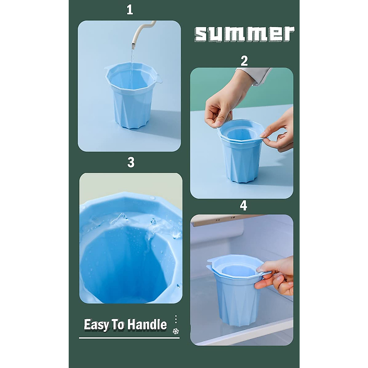 FEIJISQIU Shot Glass Ice Mold Holds 3.5oz Each.Ice Cup Molds are perfect for serving whiskey, cocktails and drink. (2 in 1) Ice Cup Maker,The ice cup thickness 0.5inch.It can take cold continuously.