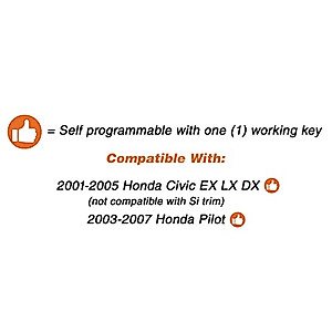 For 01-05 Honda Civic EX LX DX, 03-07 Honda Pilot Keyless Entry Remote Key Fob 3btn NHVWB1U521, NHVWB1U523, 72147-S5A-A01-2 PACK