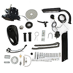 PEXMOR 80cc Bike Motor Kit, 2-Stroke Bicycle Engine Motorized Gas Bike Conversion Kit, Bicycle Motor Kit Cycle Gasoline Petrol Motor Refit Kit for 26-28" Bikes with V-Frame(Black)