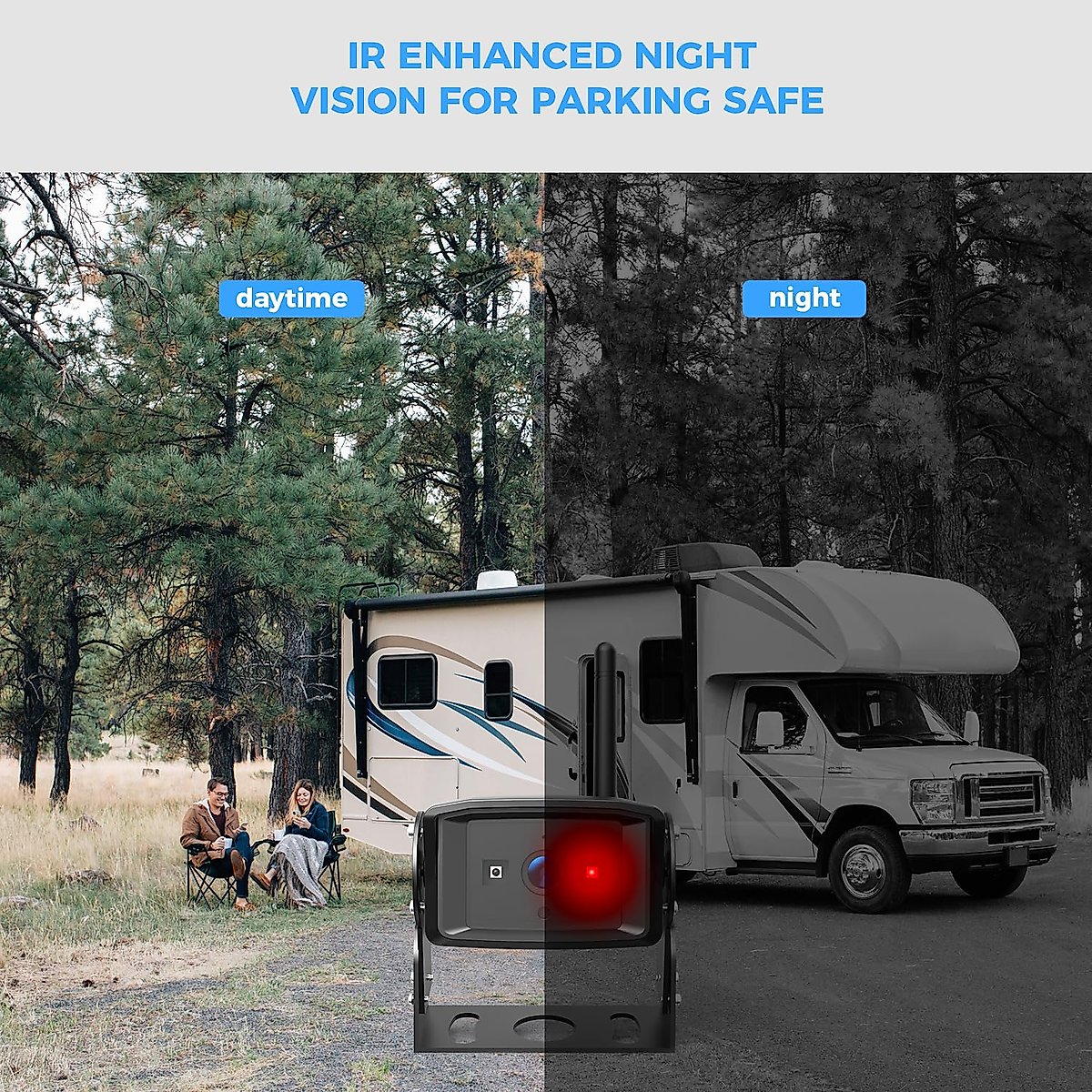 AUTO-VOX RV Backup Camera Wireless with 7" HD Split Screen Monitor, Infrared Night Vision Camera System high-Speed Observation, Hitch Trailer Backup Camera of Trailer Fifth Wheels RV Camper Truck
