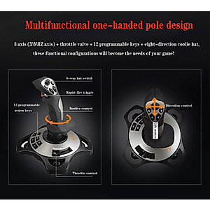 PXN Flight simulator controls 2113 pc flight joystick controls with Vibration Function and Throttle Controls Wired Flight Stick for PC Windows XP/VISTA/7/8/10/Computer/Laptop(PC only)