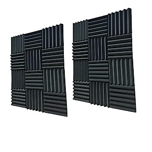 24Pack Black 12"X 12"X2" Acoustic Panels Studio Soundproofing Foam Wedge Tiles