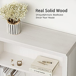 VICTONE 5-Shelf Bookcase, Wooden Standing Rack Book Storage Shelves Furniture Selection for Living Room, Bedroom, Home Office (White)