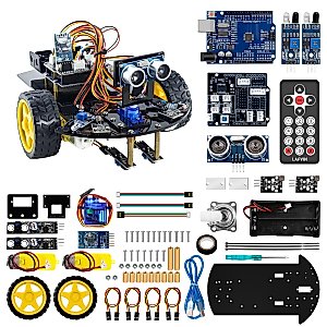 LAFVIN Smart Robot Car 2WD Chassis Kit V2 Ultrasonic Module,Line Tracking Module,IR Remote Control Compatible with Arduino IDE