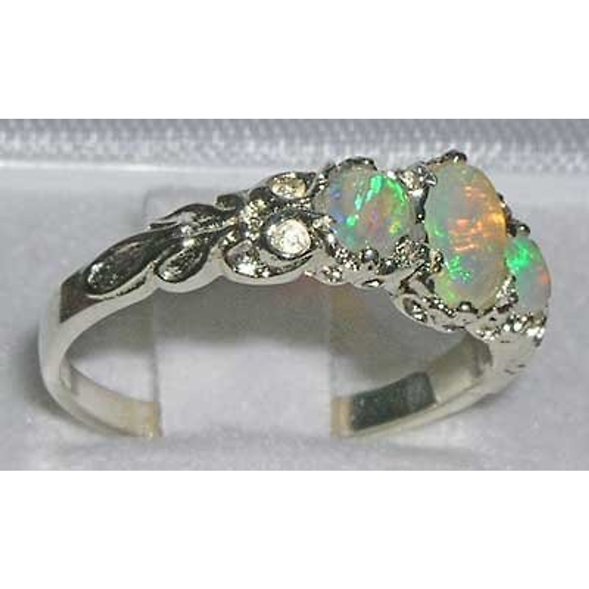 LetsBuyGold 925 Sterling Silver Natural Opal Womens Promise Ring - Size 7.5