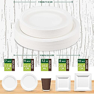 HOMURG Party Paper Plates and Napkins & Cups & Cutlery Set, 240 PCS Compostable Dessert & Dinner Plate + Napkin + Cup + Flatware, Disposable Christmas Birthday Plates and Napkins for 30 Guests