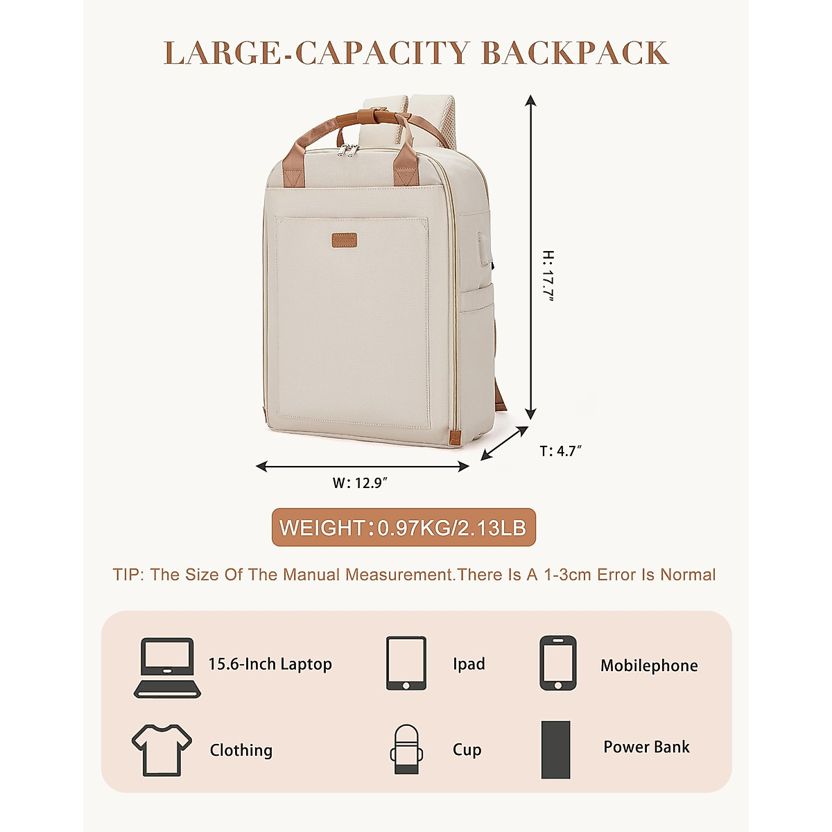 Travel Backpack For Women Men Laptop Backpack Flight Approved Carry On Bags For Airplanes Personal Item Bag For Airlines Casual Daypack Backpacks Travel Essentials Gym Work Traveling Backpack White…