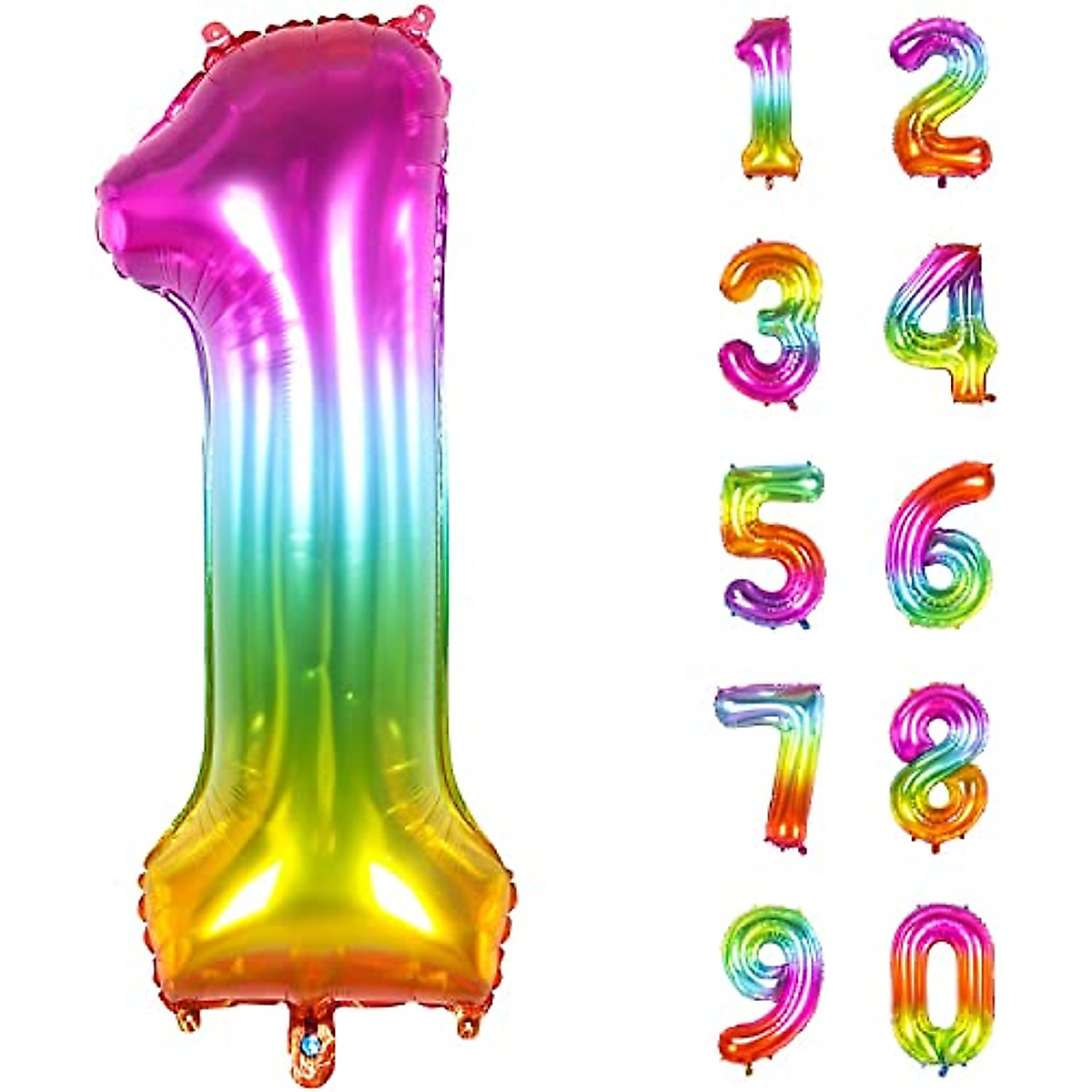 Giant Rainbow Number 1 Balloon for First Birthday Party Decorations