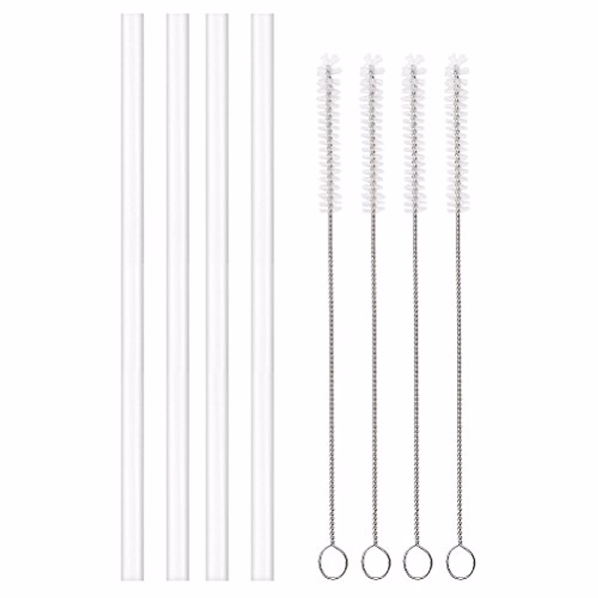 [4 Pack] Straws Replacement for Hydroflask Wide Mouth Bottle Straw Lid, 4 BPA-FREE Straws and 4 Straw Cleaning Brushes
