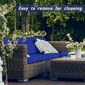 11 Pcs Outdoor Cushion Slipcovers Patio Cushion Covers Replacement Splash Proof with Zipper for Outdoor Indoor Furniture, Patio Sofa Couch 3 Sizes, Replacement Covers Only (Dark Blue)