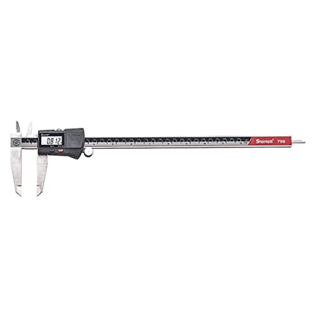 Starrett Stainless Steel Electronic Slide Caliper - 0-12" Range, 0005" Resolution, LCD Display, Fine Adjustment Thumb Wheel, in/mm Conversion - EC799A-12/300