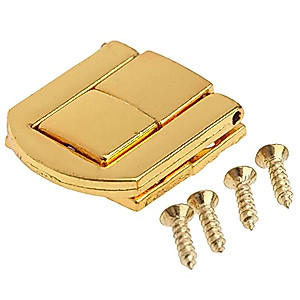 dophee Toggle Catch Lock 0.98"x0.79" Gold Retro Style Iron Hasp Wood Chest Lock Latch Clasp with Screws for Jewellery Box Suitcase Chest Decoration (5-Pack)