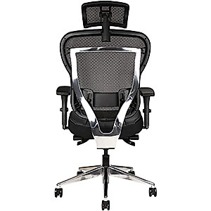 Oak Hollow Furniture Aloria Series Office Chair Ergonomic Executive Computer Chair Genuine Leather Seat Cushion, Mesh Back Adjustable Lumbar Support Swivel Tilt High-Back (Black, Tall, Headrest)