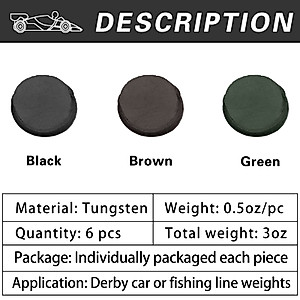 3oz Tungsten Putty Weights, Colorful Incremental Tungsten Weight for Pinewood Derby Car and Fly Fishing Sinker(6pcs- 0.5oz Each)