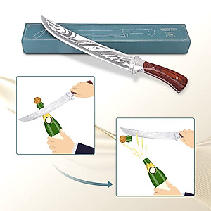 Stainless Steel Champagne Saber Wine Bottle Opener,Champagne Sword Knife with Wooden Handle,Champagne Bottle Opener for Party,Wedding