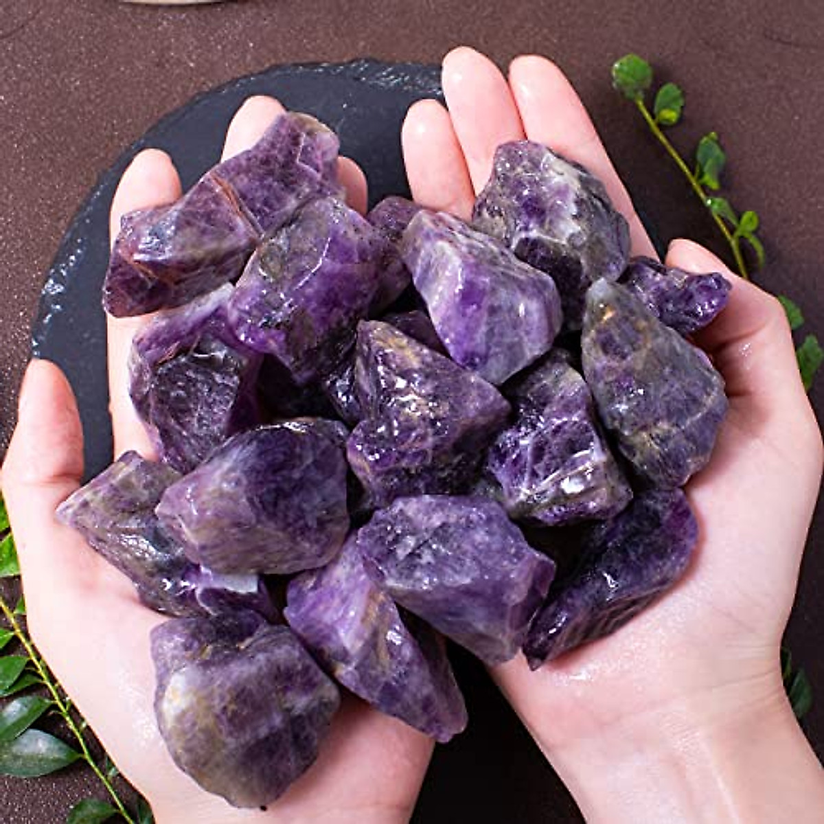 FORBY 1 lb Bulk Amethyst Rough Stones - Large 1" Natural Raw Stones Crystal for Tumbling, Cabbing, Fountain Rocks, Decoration,Polishing, Wire Wrapping, Wicca & Reiki Crystal Healing