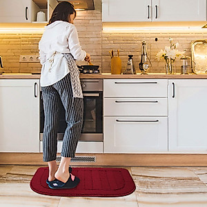 BEQHAUSE 30x18 Inch Kitchen Rug Mat, Durable Anti-Slip Absorbent Dirt-Resistant Kitchen Rug Pet Mat Machine Washable (Red)