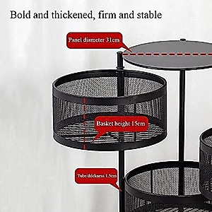 PRMAL Kitchen Movable Trolleys 5 Tier Kitchen Rotatable Storage Rack, Rotating Multi-Layer Kitchen Shelf with Wheels, Household Cart, for Kitchen Living Fruit Vegetable Snack Stand/B