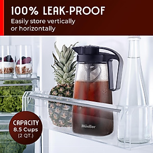 Mueller Cold Brew Coffee Maker, 2-Quart Heavy-Duty Tritan Pitcher, Iced Coffee Maker and Tea Brewer