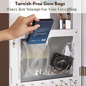 YOKUKINA LED Mirror Jewelry Armoire Wall & Door Mounted - Full length mirror jewelery cabinet w/Large Lockable Mirror Organizers and Storage