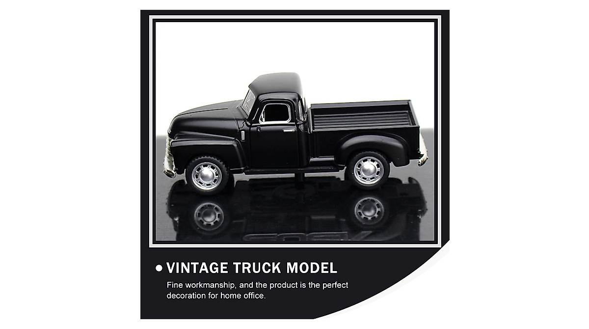 Toyvian Black Vintage Pickup Truck Model - Classic Die-Cast Toy Car