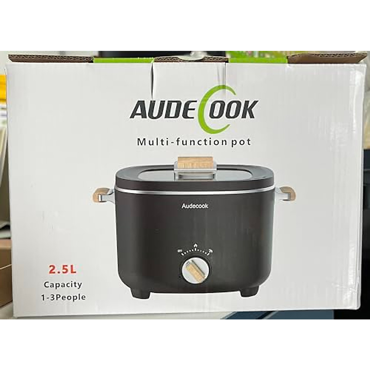 Audecook Hot Pot Electric, 2.5L Portable Nonstick Multicooker, Shabu-Shabu Pot, Travel Electric Skillet with Dual Power Temperature Control for Noodles/Soup/Egg/Steak/Oatmeal/Porridge(Black)