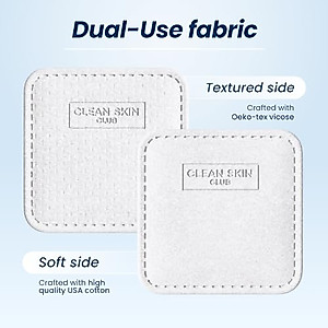 Clean Skin Club Clean² Pads 2.0 [NEW & IMPROVED EDGES] Guaranteed Not to Shed & Tear, Unique Triple Layers, Textured Side & Ultra Soft Side, Organic Disposable Cotton, Pair with Makeup Remover 2 pack